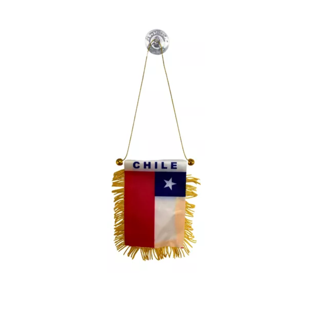 Mini Bandera Colgante Chile Flecos Chupon Para Auto 13x10 – Ziper